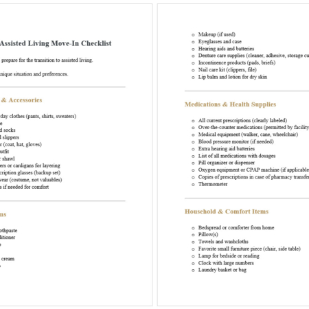 Assisted Living Facility Tour Checklist – Free PDF Download & Printable ...